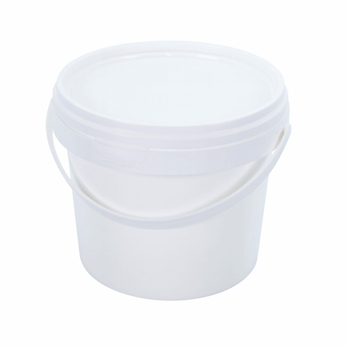 1.2L White Plastic Bucket with Handle & Lid, Food Grade | Patrico